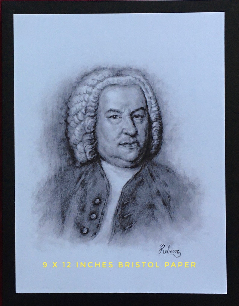 PRINT of J S Bach Pencil Drawing Free Shipping German Composer Musician ...