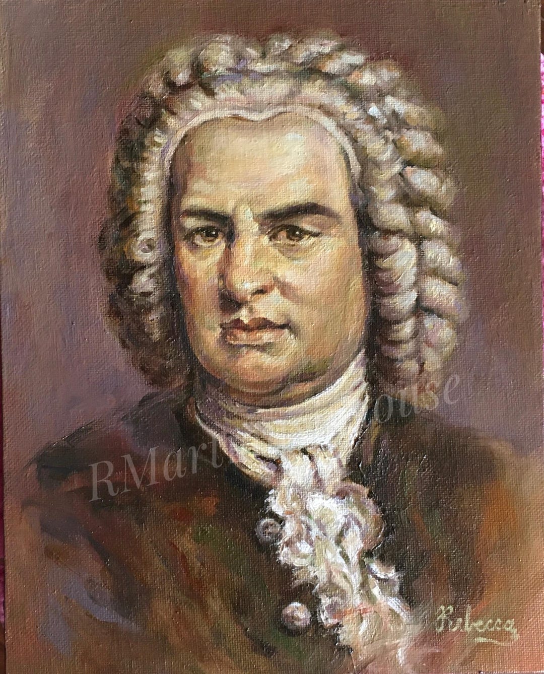 Original Handmade Small Oil Painting 8x10 Inches Canvas Board J S Bach ...