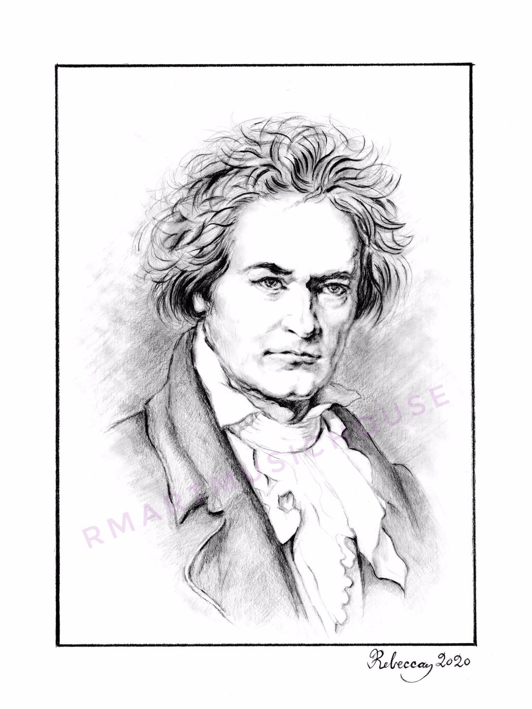 PRINT of Ludwig Van Beethoven Portrait Free Shipping German Composer ...