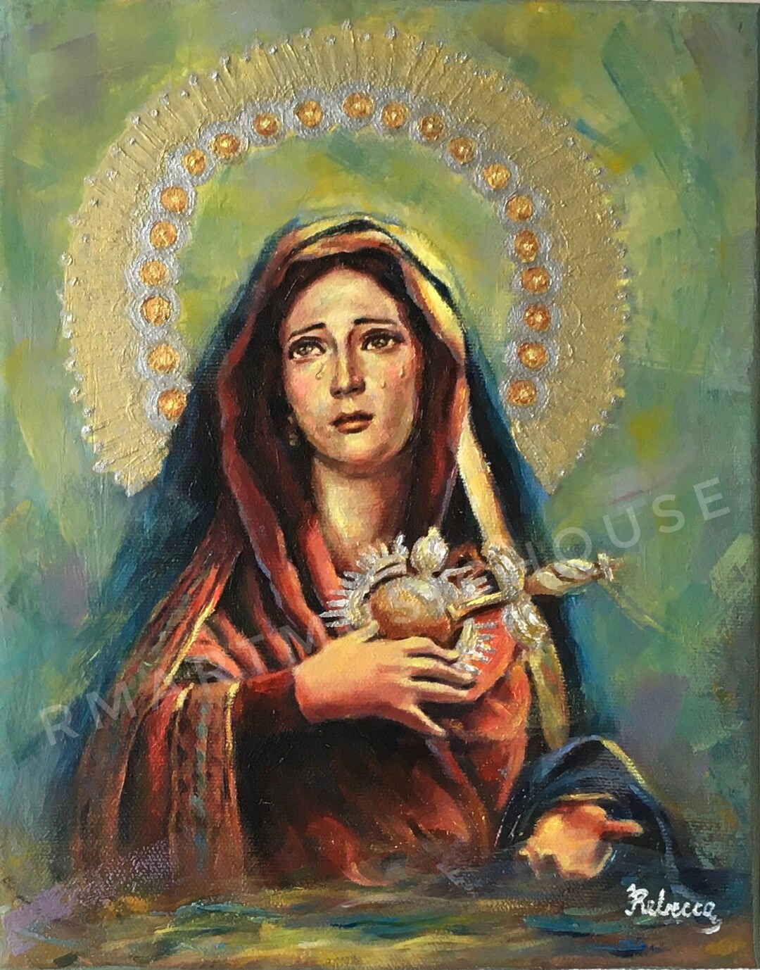 Original Handmade Our Lady of Sorrows Small Oil Painting 8x10 - Etsy