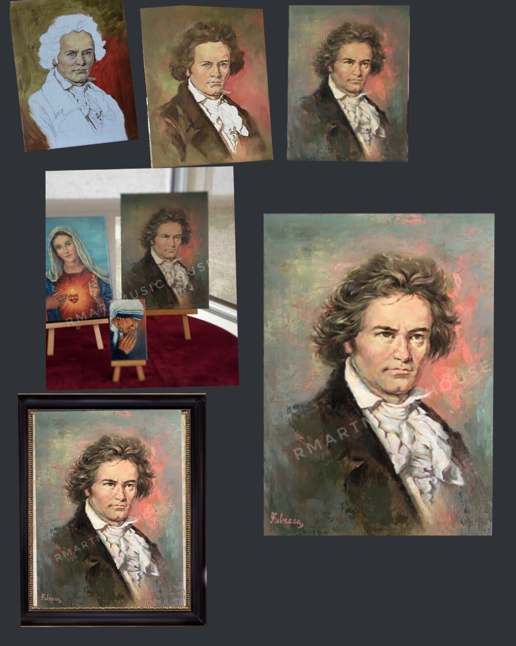 100% Handmade Original Oil Painting 9x12 Inches Canvas Board Ludwig ...