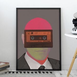 Cassette Man Poster Cassette Tape Illustration Cassette Wall Art Music ...