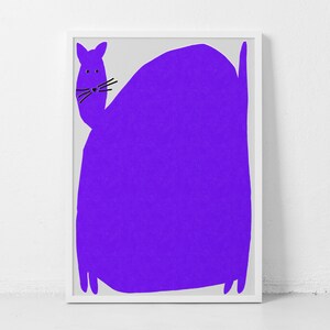 Chunky Cat Poster Cat Wall Art Fat Cat Wall Decor Purple Cat Print - Etsy