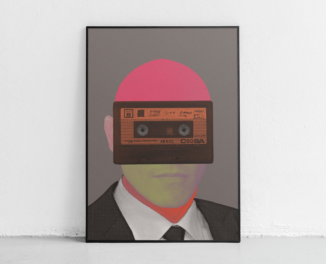 Cassette Man Poster Cassette Tape Illustration Cassette Wall Art Music ...