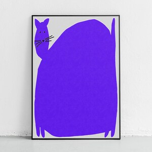 Chunky Cat Poster Cat Wall Art Fat Cat Wall Decor Purple Cat Print - Etsy