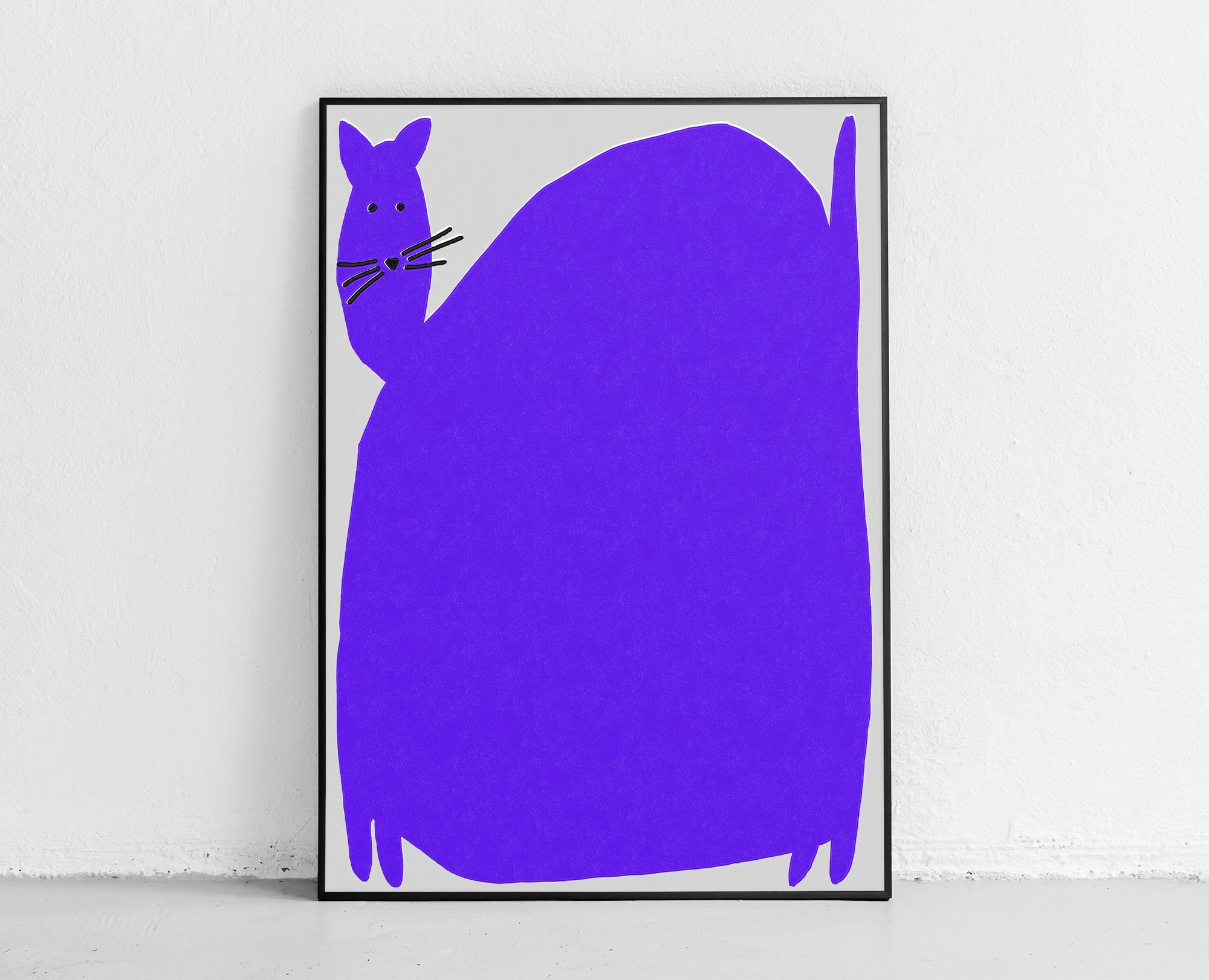 Chunky Cat Poster Cat Wall Art Fat Cat Wall Decor Purple Cat - Etsy