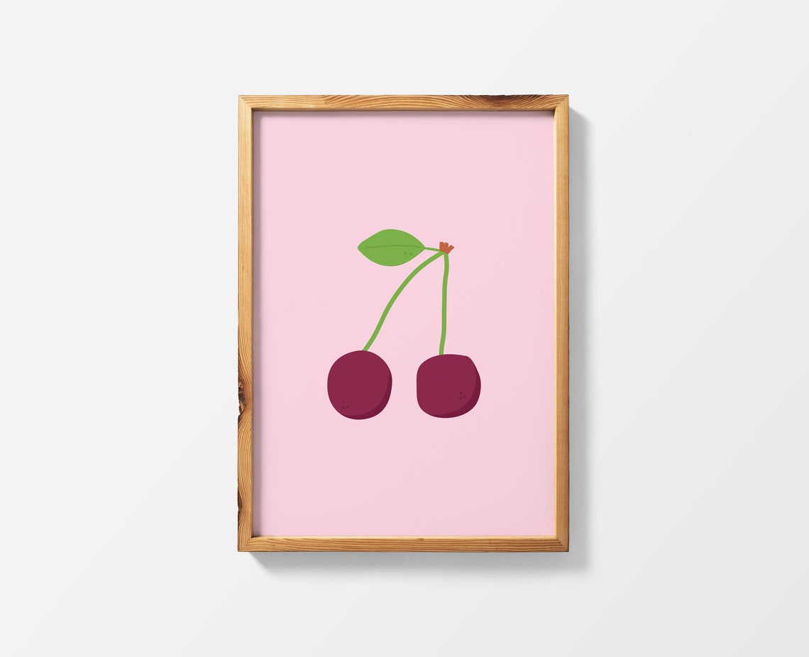 Cherry Print Fruit Print Kitchen Print Kitchen Decor Nursery - Etsy