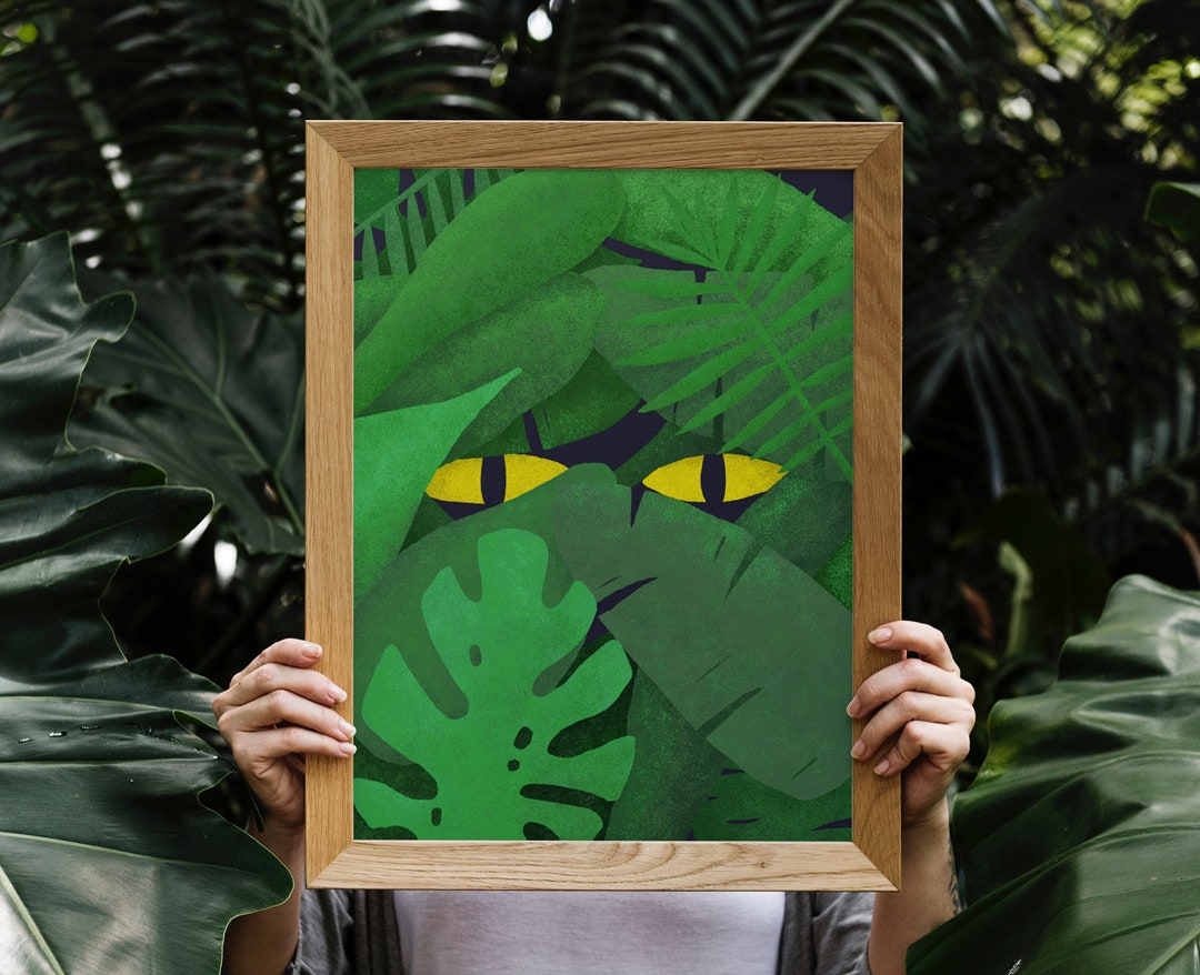 Wild Cat in A Jungle Print Tropical Print Tropical Art - Etsy