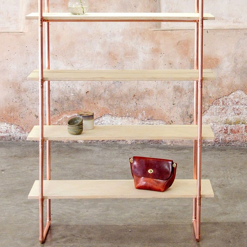 Copper & Birch Wood Large Shelving Unit | Etsy
