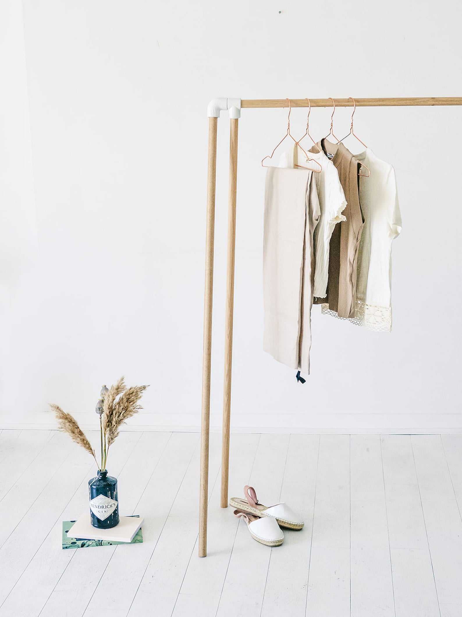 A Frame Solid Oak Clothing Rail With off White Detailing / - Etsy