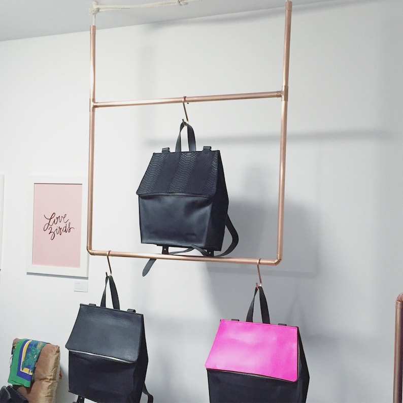 Copper Pipe Ceiling Hanging Clothing Rail Display / Clothes Storage ...