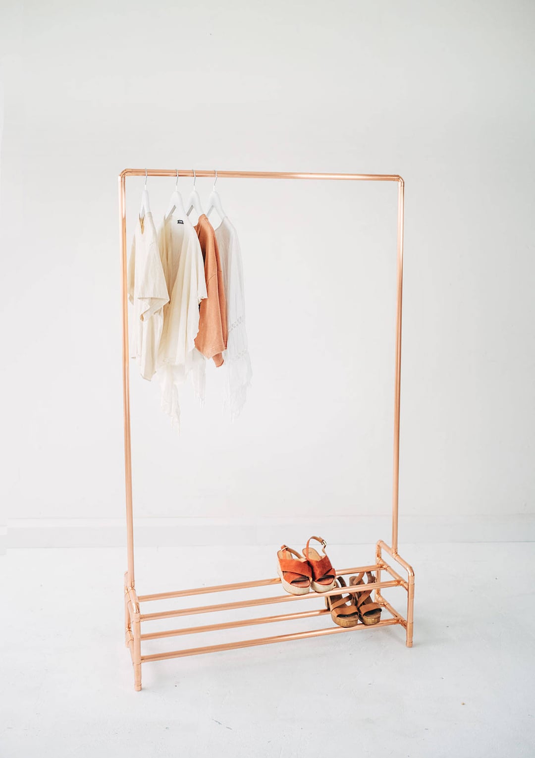 Copper Pipe Clothing Rail With Two Tier Shoe Rack/ Garment Rack ...