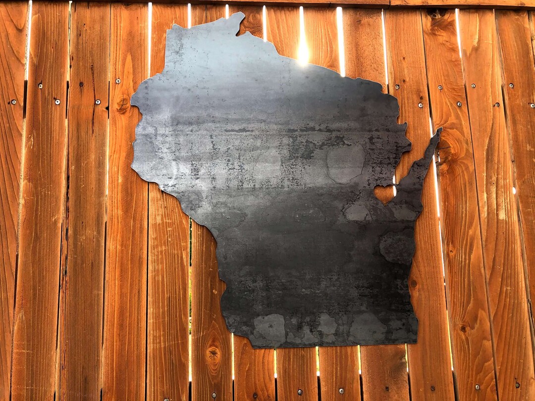 State of Wisconsin With Icon | Custom Metal Sign | Metal Wall Art ...