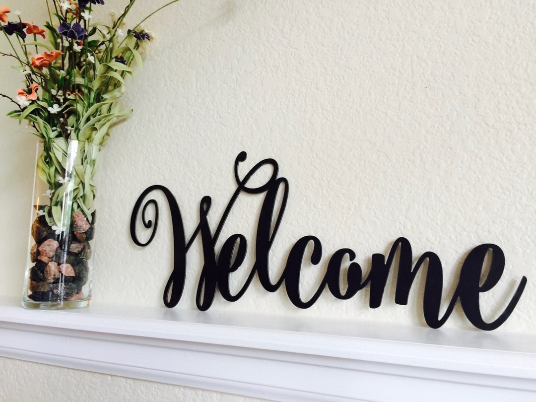 Welcome- Metal Lettering | Metal Wall Art | Cursive Text | Gift ...