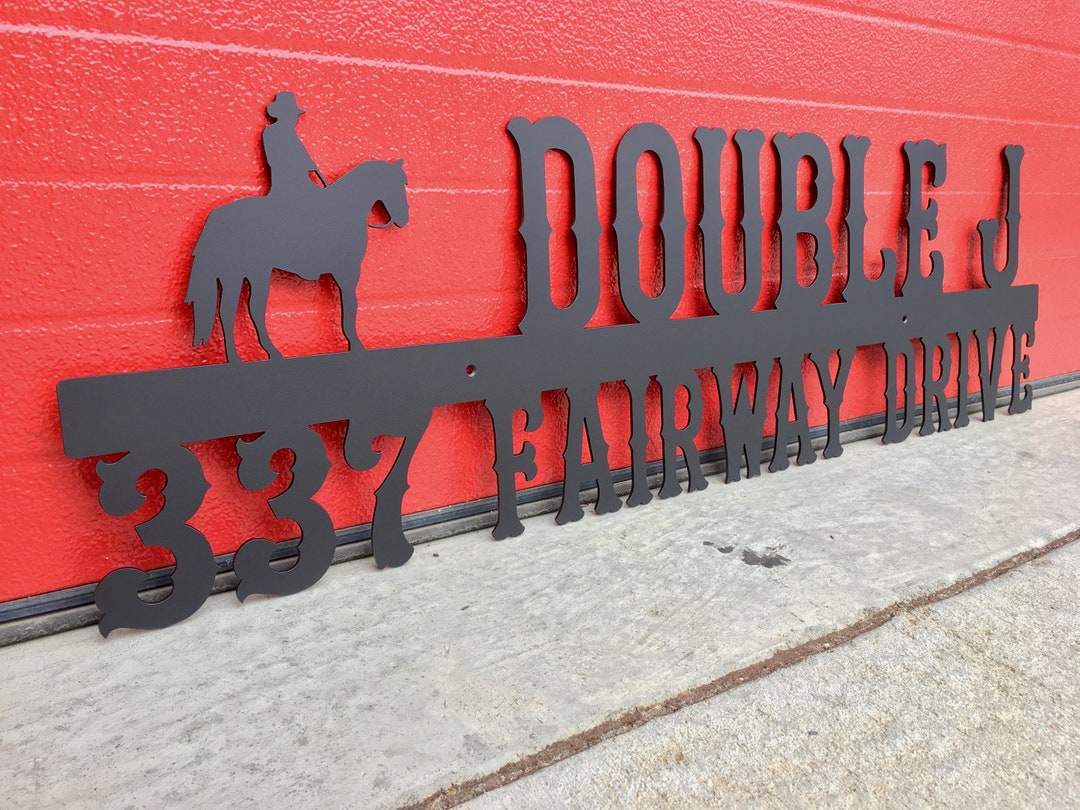 Estate Sign With Cowboy - Custom Metal Address Marker | Last Name ...