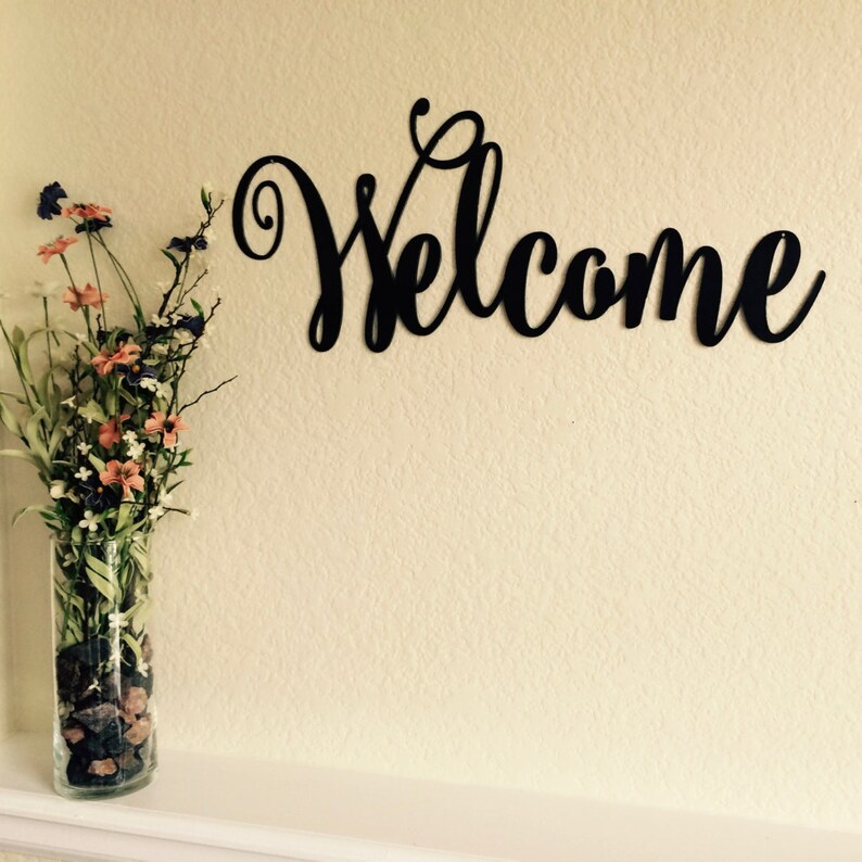 Welcome Metal Lettering Metal Wall Art Cursive Text - Etsy
