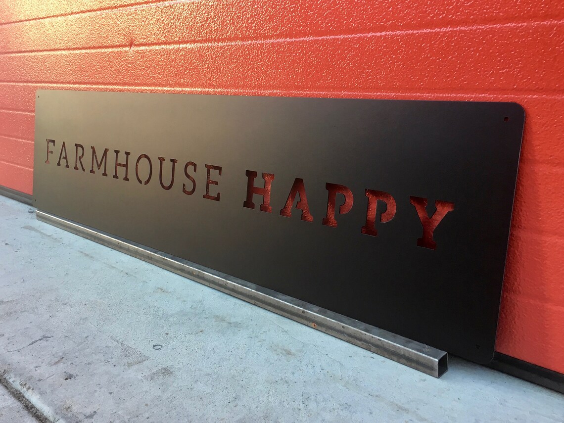 Farmhouse Happy | Metal Wall Art | House Decor | Farm Rustic Home Decor ...