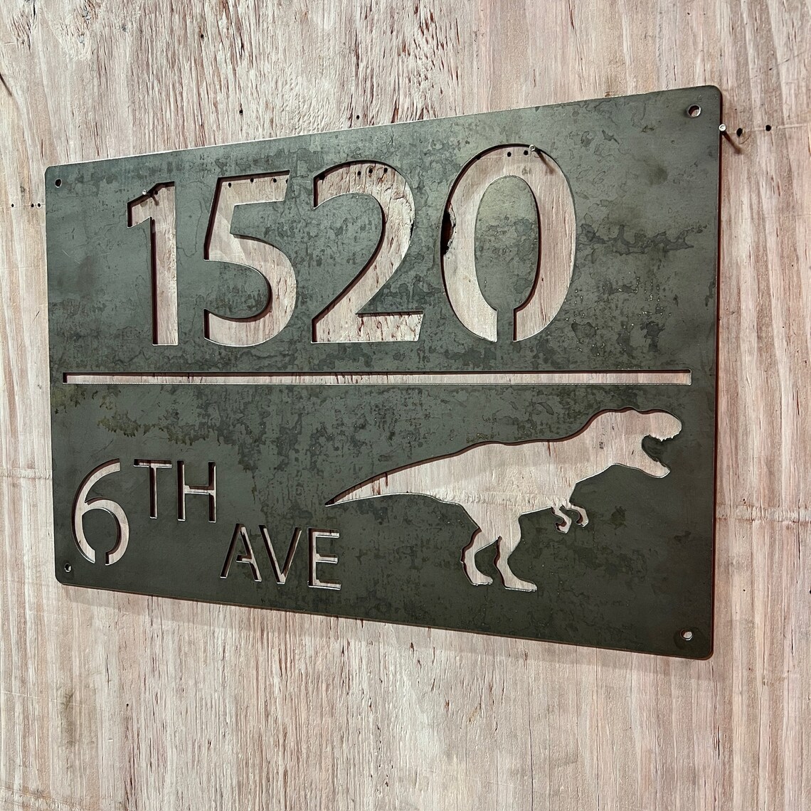 T-rex Address Marker | Custom Metal Sign | House Number | Street Name ...