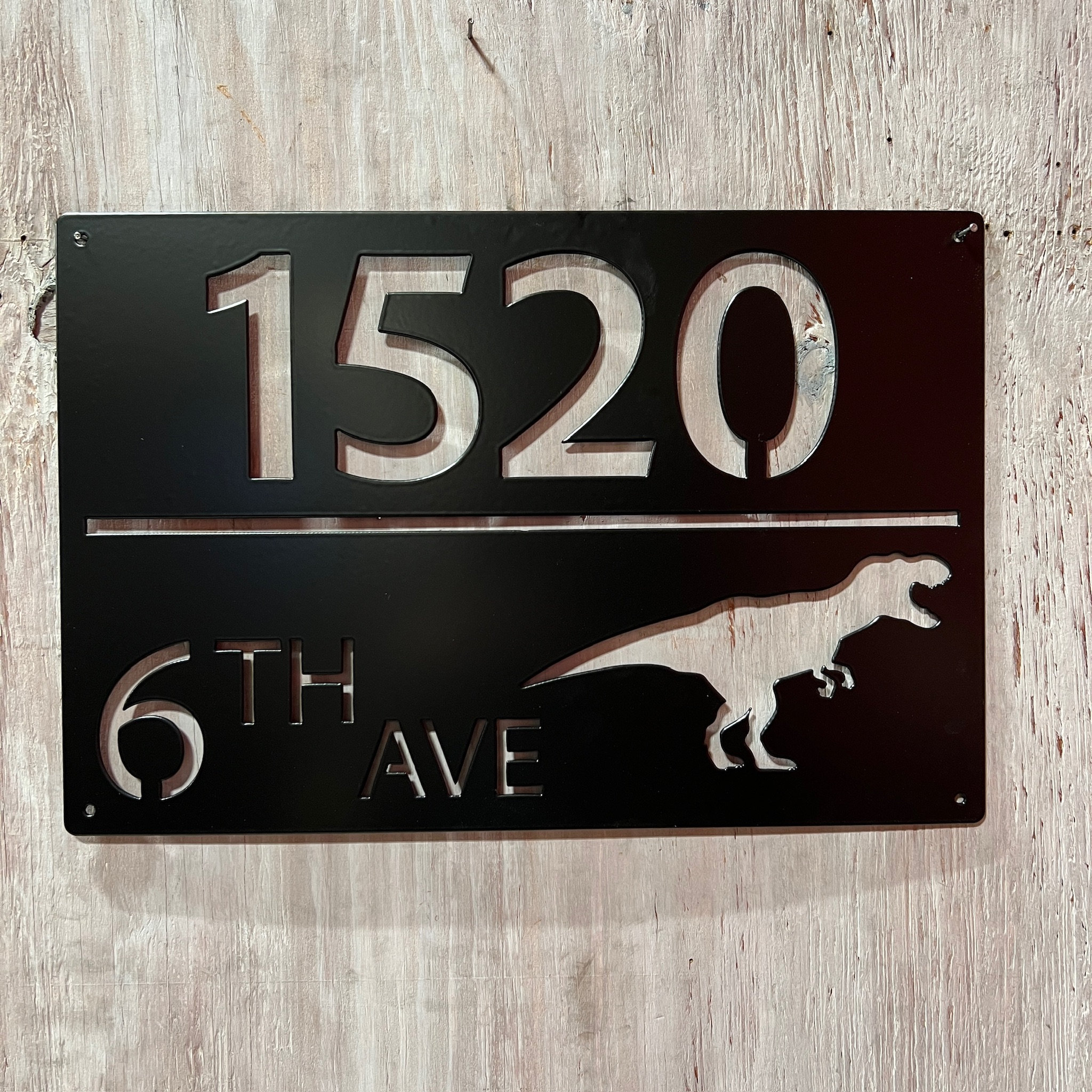 T-rex Address Marker | Custom Metal Sign | House Number | Street Name ...