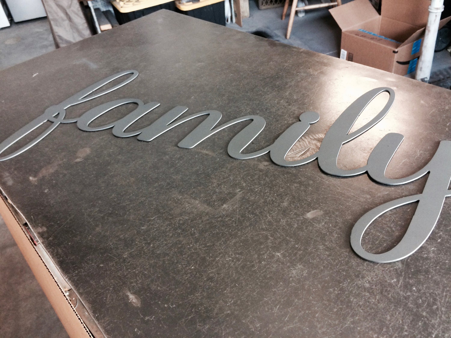 Family Metal Lettering Wall Art Sign Cursive Text | Etsy