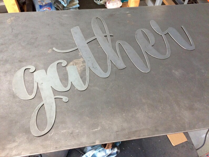 Gather Metal Lettering Steel Wall Art Sign Script | Etsy