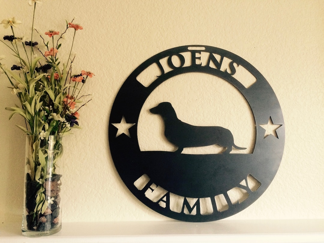 Custom Metal Welcome Sign | Family | Dog | Round | Door Hanger | Last ...
