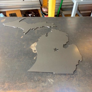 Michigan With Star Custom Metal Sign Metal Wall Art Home - Etsy