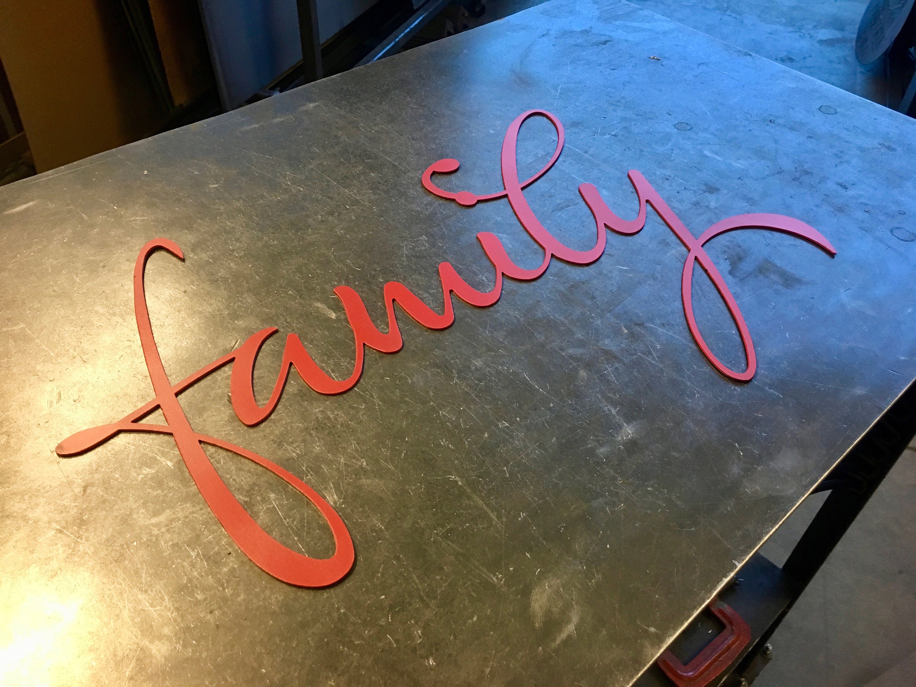 Artistic Family - Metal Lettering | Wall Art | Sign | Cursive Text ...