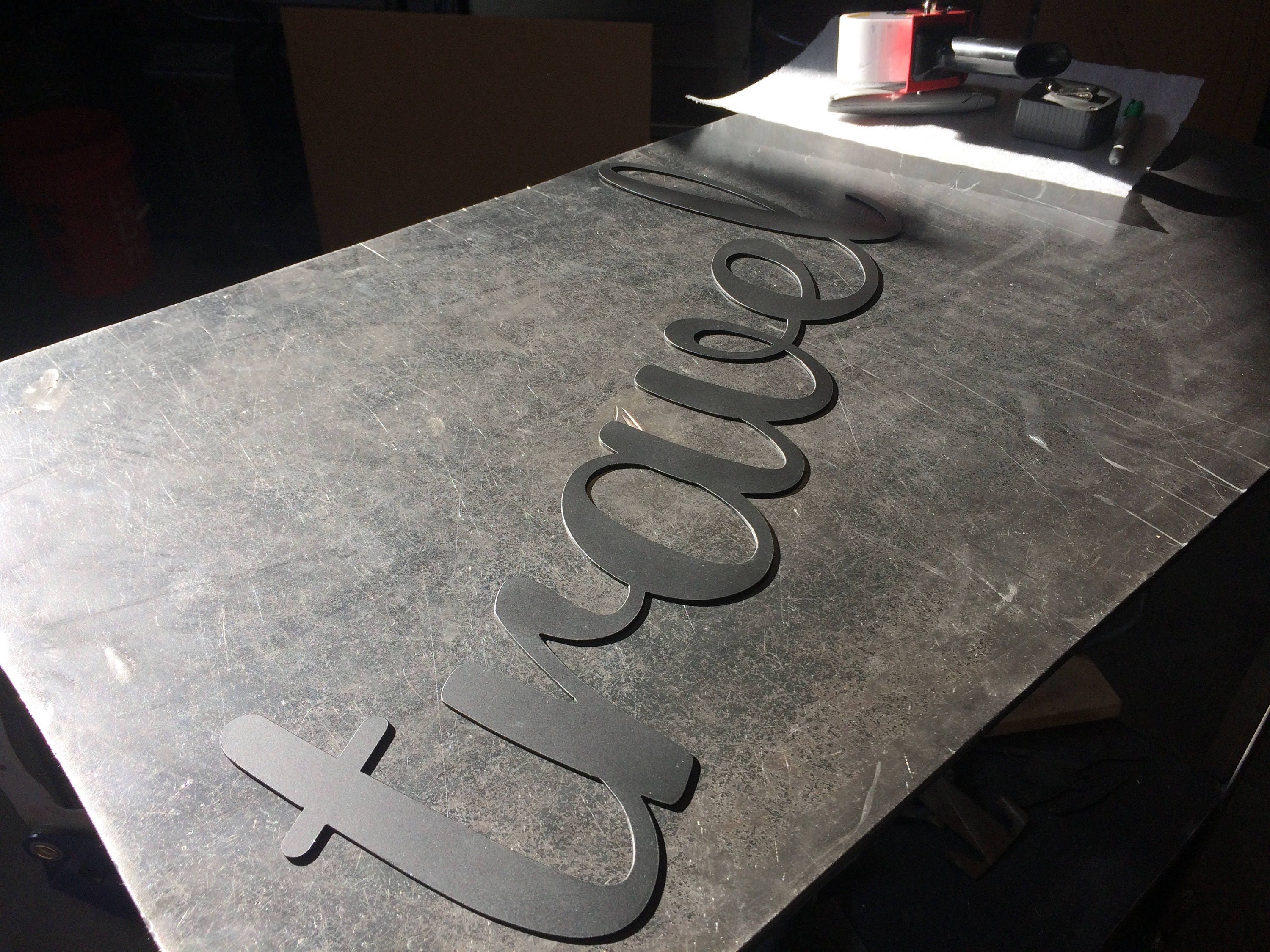 Travel Metal Lettering Steel Wall Art Cursive Text | Etsy