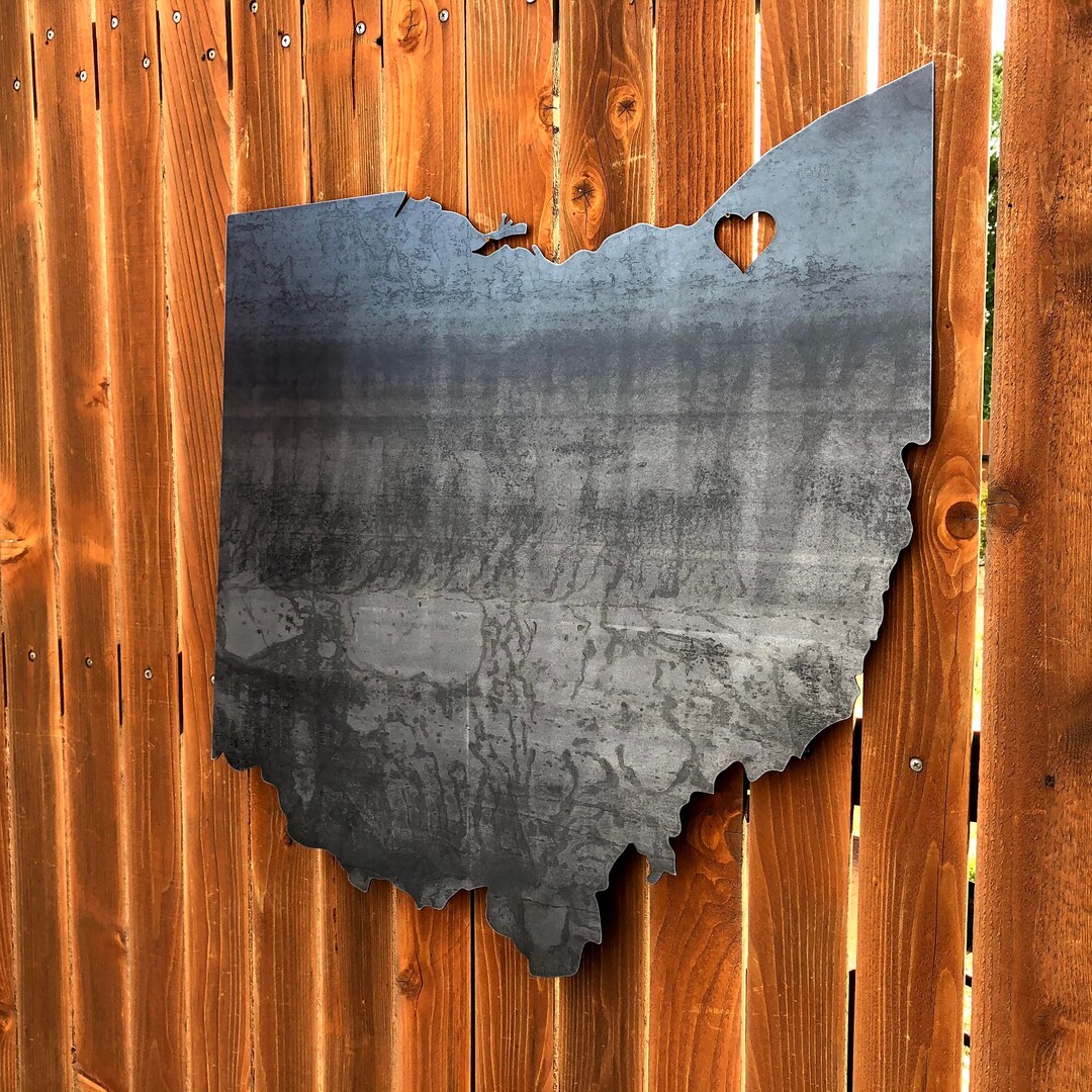State of Ohio With Icon | Custom Metal Sign | Metal Wall Art ...