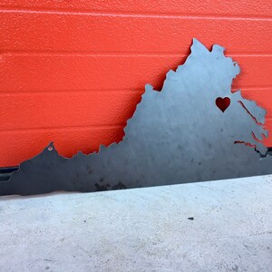 Metal State of Virginia With Heart Custom Sign Steel Wall - Etsy