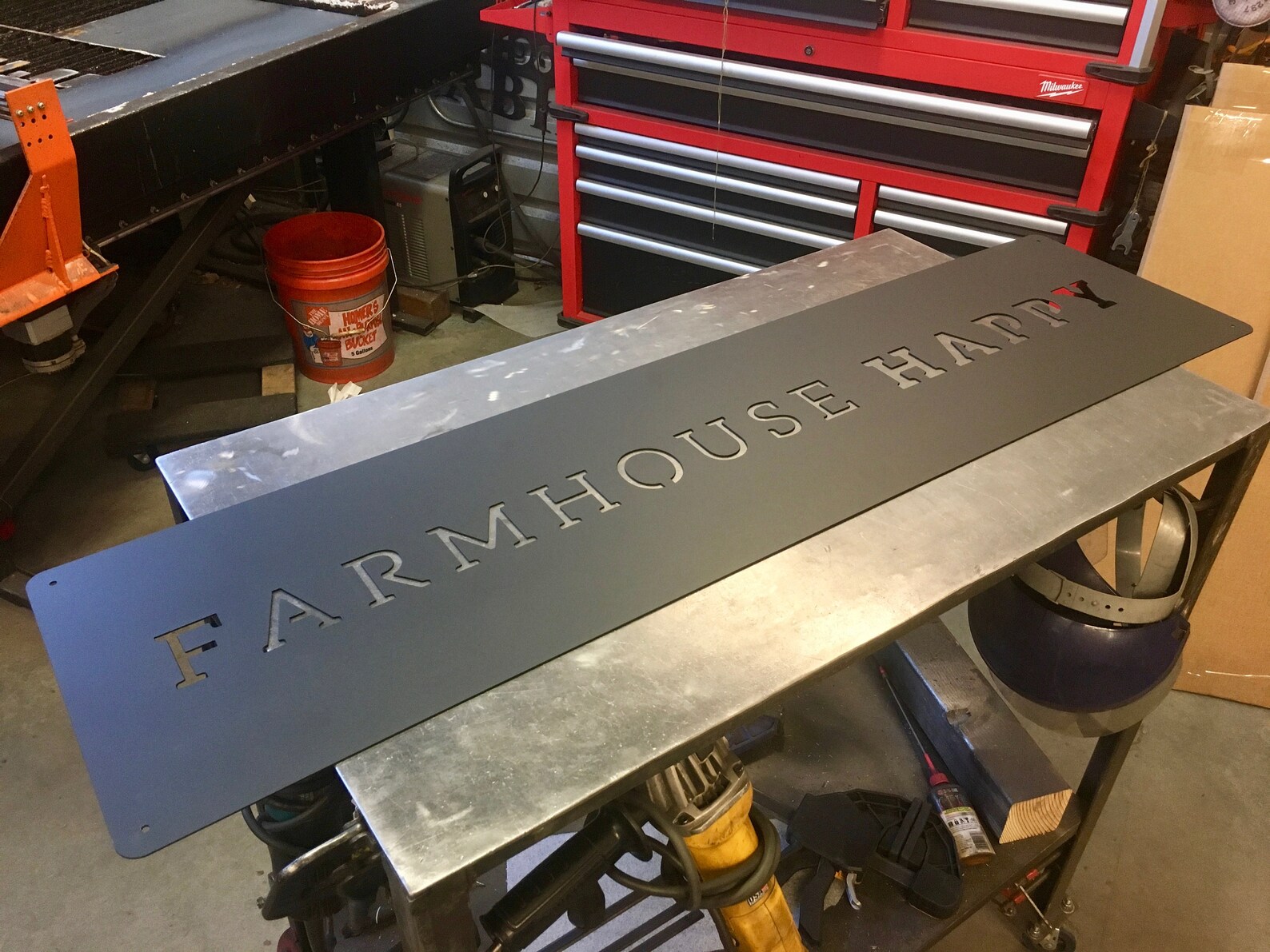 Farmhouse Happy Metal Wall Art House Decor Farm Rustic | Etsy