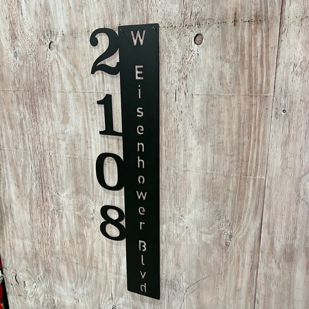 Vertical Custom Address Marker Metal Sign | Modern House Number ...