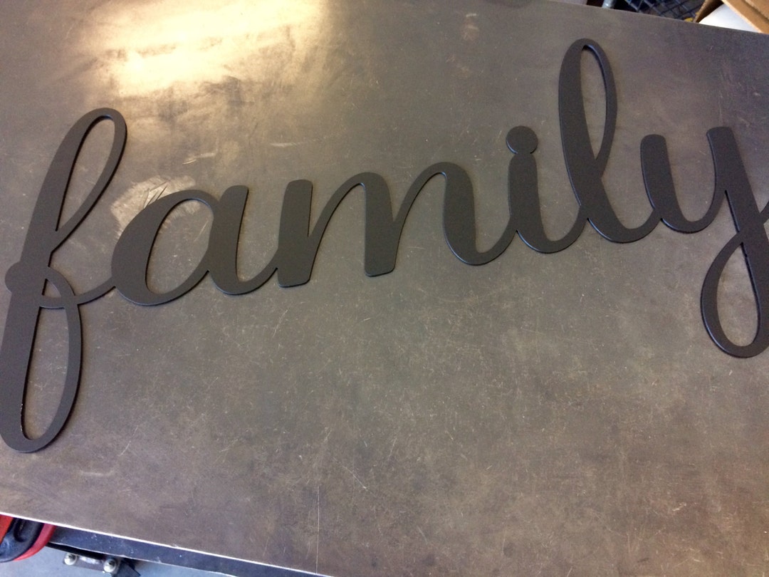 Family - Metal Lettering | Wall Art | Sign | Cursive Text | Steel Home ...