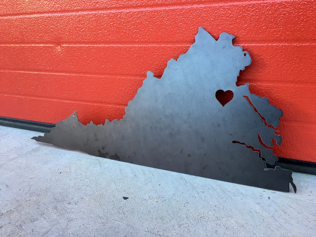 Metal State of Virginia With Heart Custom Sign Steel Wall - Etsy