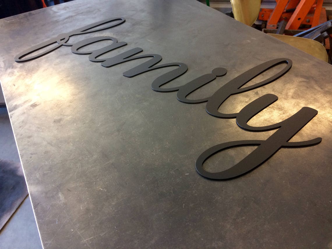 Family Metal Lettering Wall Art Sign Cursive Text - Etsy