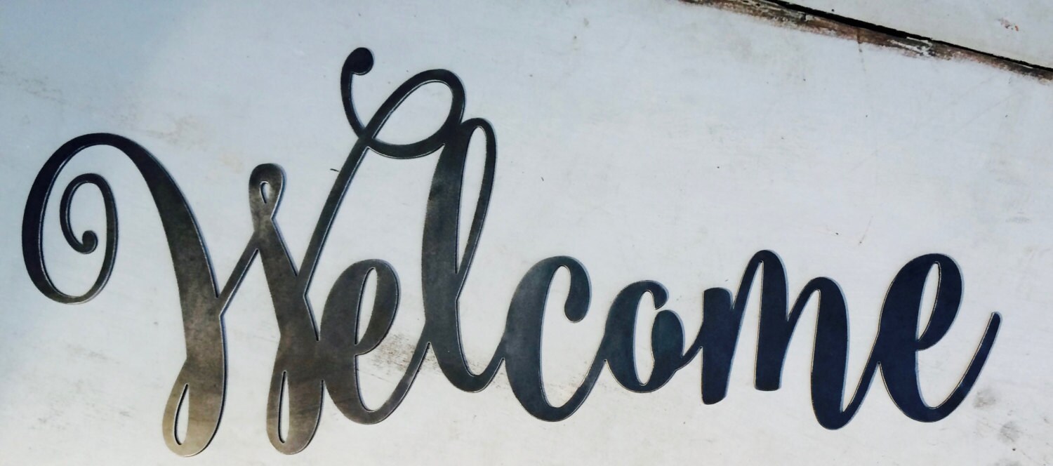 Welcome Metal Lettering Metal Wall Art Cursive Text - Etsy