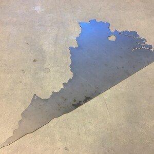 Metal State of Virginia With Heart Custom Sign Steel Wall - Etsy
