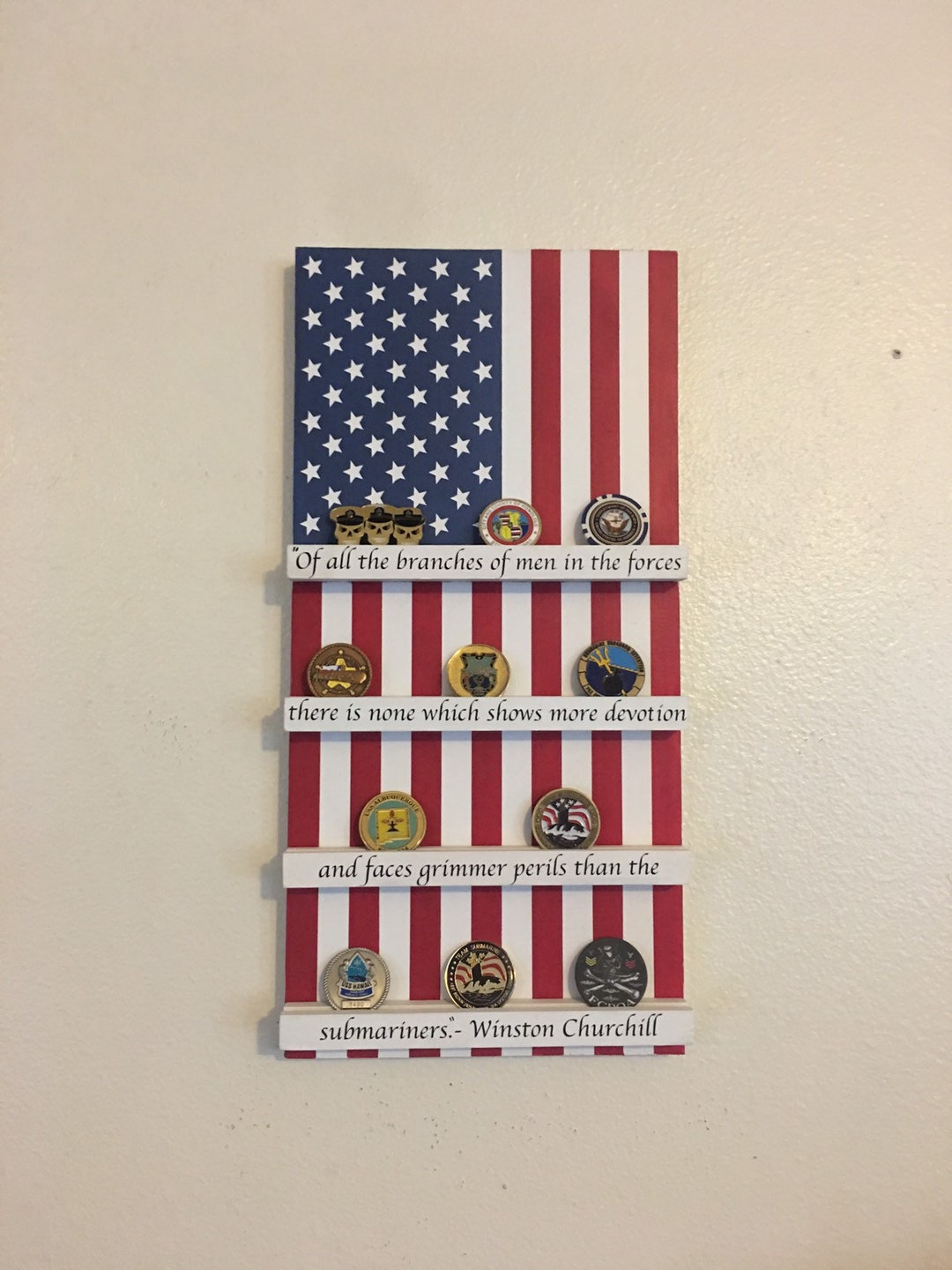 Submariner American Flag CUSTOM Wall Mounted Challenge Coin Rack ...