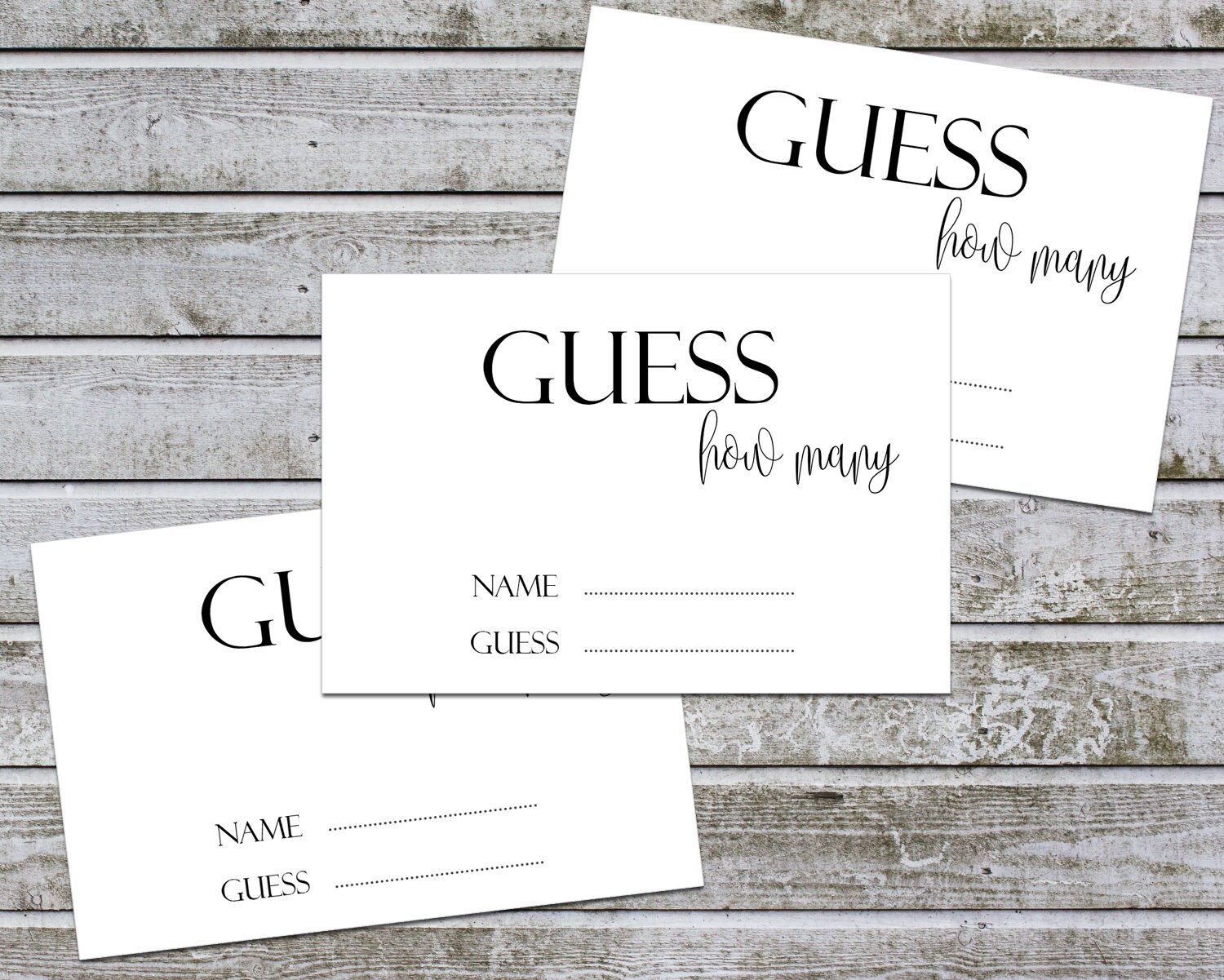 Baby Shower Guess How Many Cards Guess How Many Guessing | Etsy