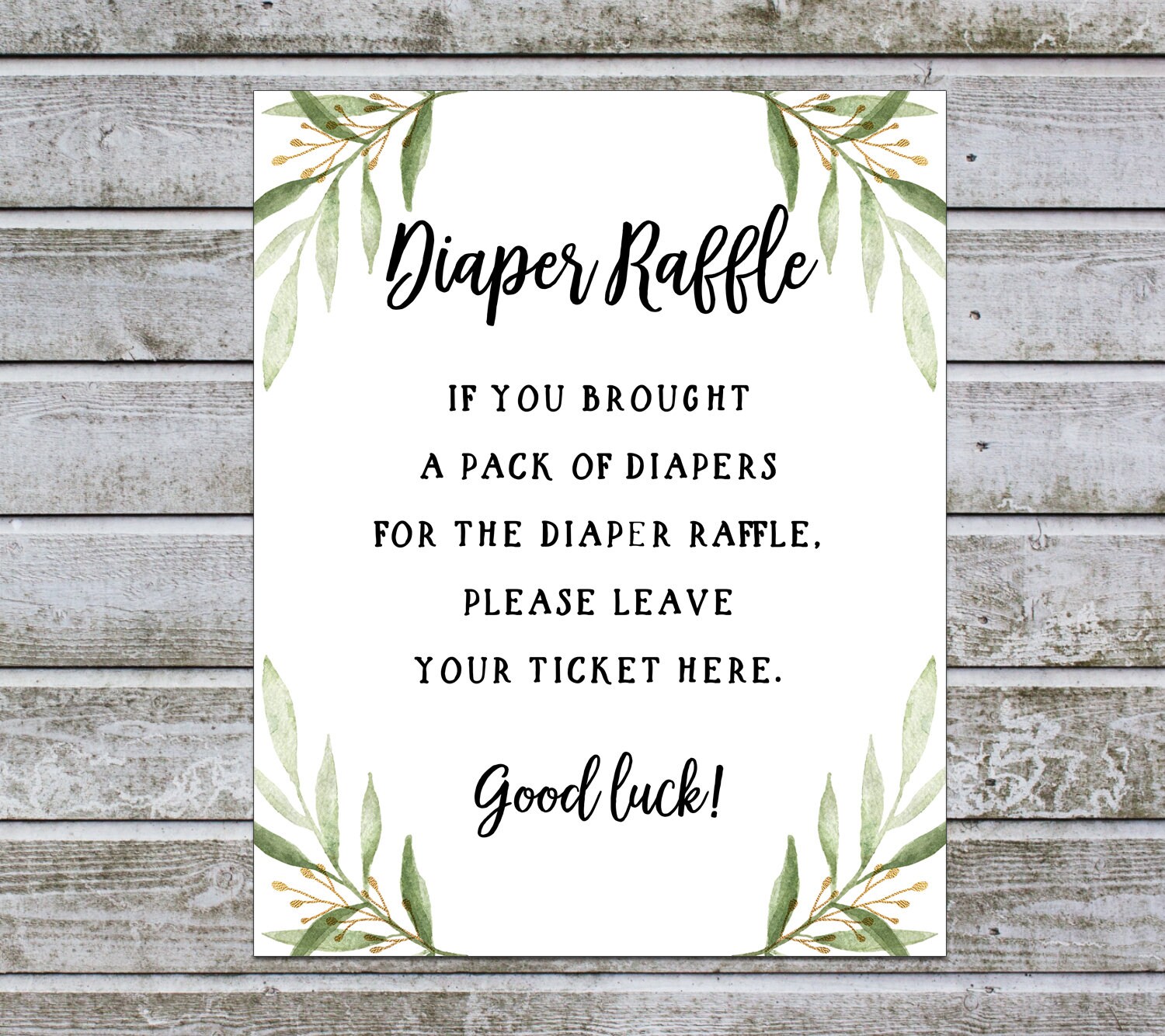 Diaper Raffle Sign and Raffle Tickets Printable Baby Shower - Etsy