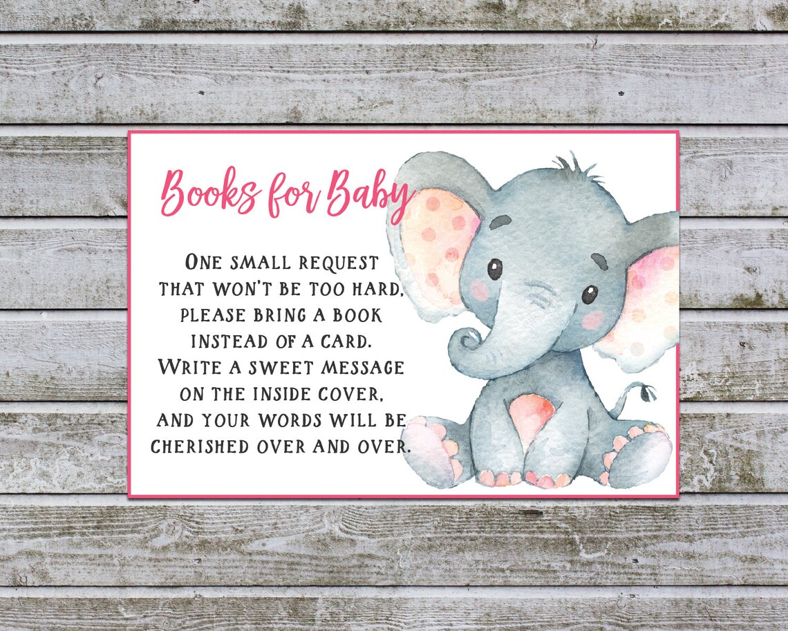 Bring a Book Instead of a Card Book Request Cards Printable Girl Baby ...