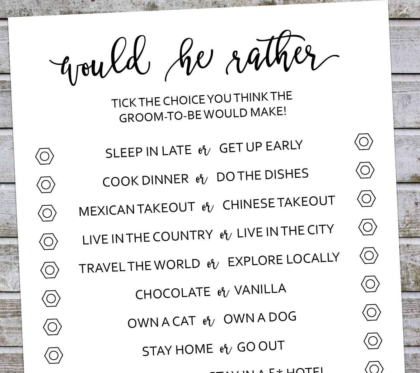 Would He Rather Would He Rather Bridal Shower Games Bridal | Etsy