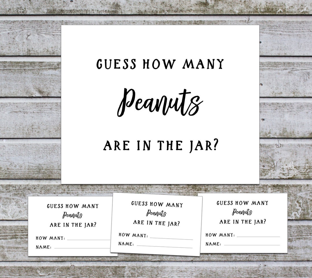 Guess How Many Peanuts Are in the Jar, Baby Shower Game Printable ...