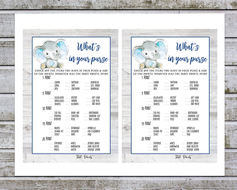 Whats in Your Purse Baby Shower Games Printable Baby Shower | Etsy