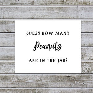 Guess How Many Peanuts Are in the Jar, Baby Shower Game Printable ...