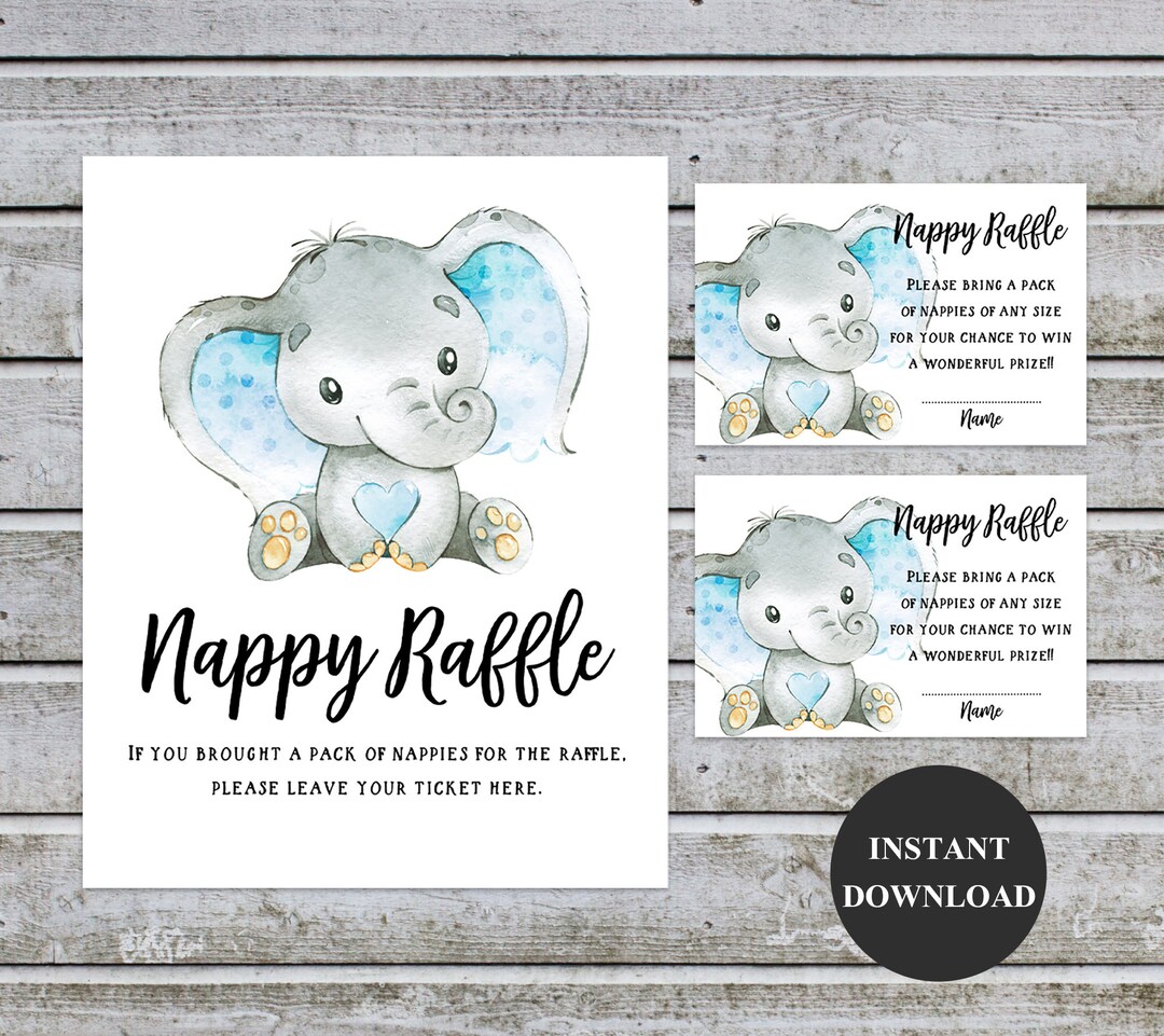 Nappy Raffle Ticket Printable, Baby Shower Nappy Raffle Sign, Baby ...