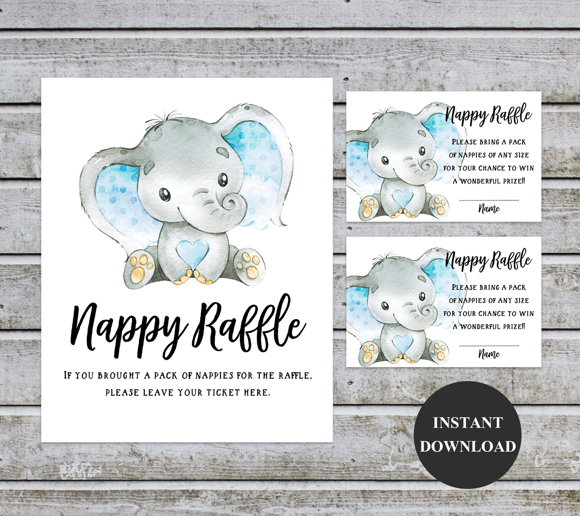 Nappy Raffle Ticket Printable Baby Shower Nappy Raffle Sign | Etsy