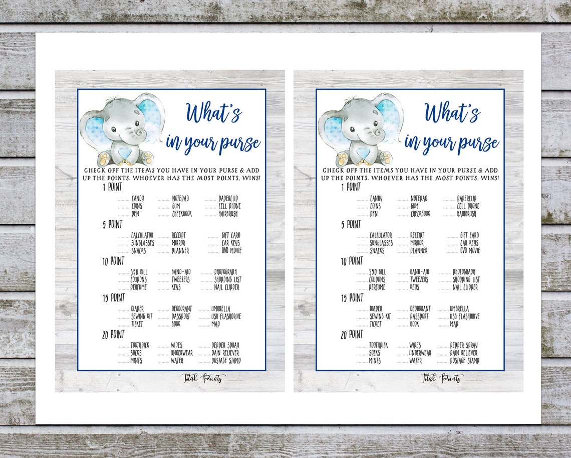 Whats in Your Purse Baby Shower Games Printable Baby Shower | Etsy