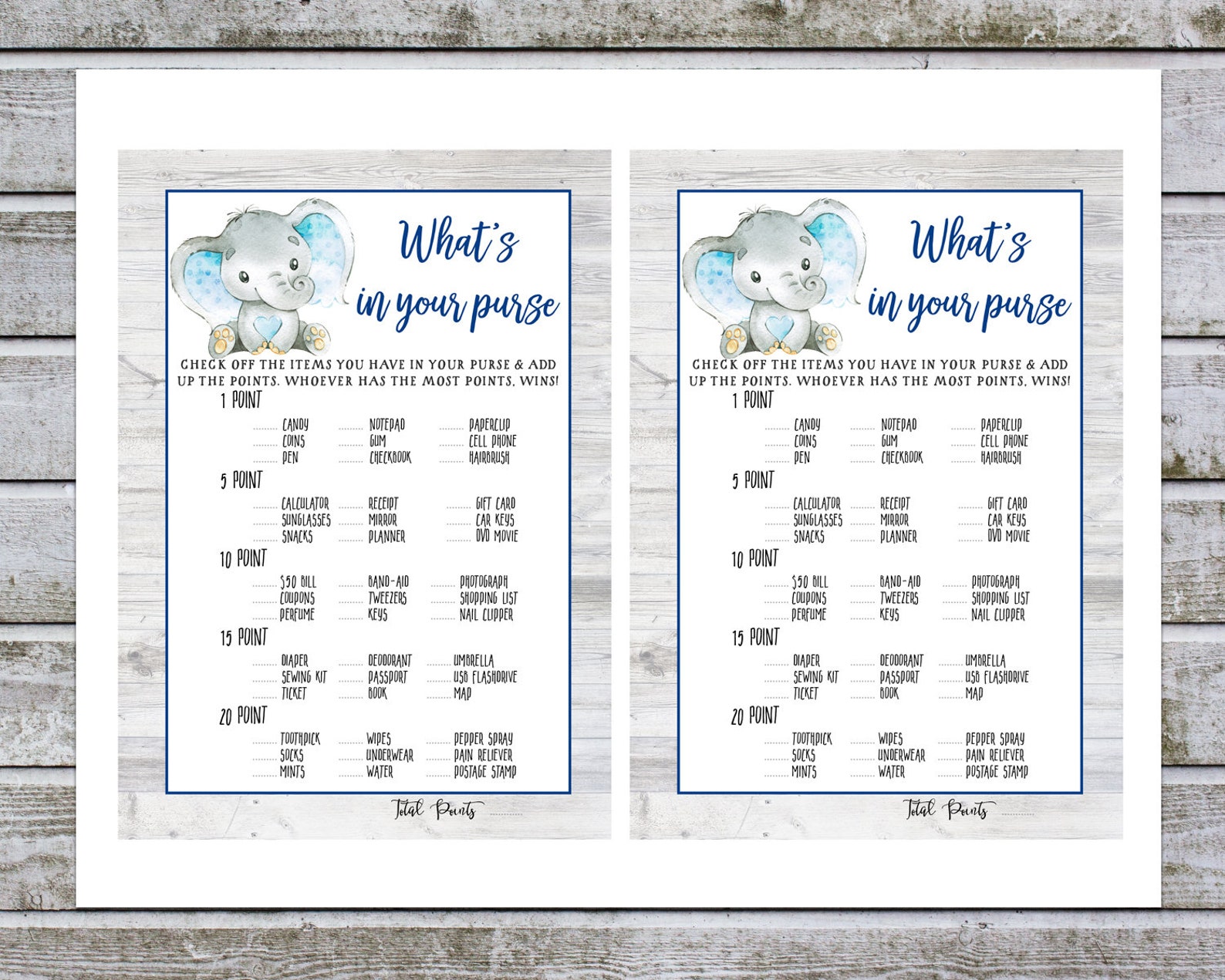 Whats in Your Purse Baby Shower Games Printable Baby Shower | Etsy